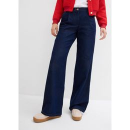 bonprix Wide-Leg-Jeans Mid Waist, blau, Gr.48, Weite Jeans mit mittlerem Bund, 66% Baumwolle