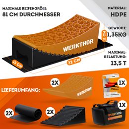 Werkthor Auffahrkeile bis zu 13,5 Tonnen inklusive Transporttasche Gr&ouml;&szlig;e L orange - Stufen- & Ausgleichskeile