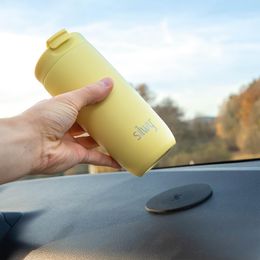 Silwy Magnet Isolierbecher aus Edelstahl mit Metall-Nano-Gel-Pad 475 ml lemon - Isolierbecher