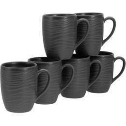 Becher Creatable "Lava Stone", schwarz, 300ml, 6 Stk., Steinzeug, Trinkgef&auml;&szlig;e, Becher, 300 ml, 6-teilig