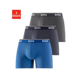 Boxer BOSS "Boxer 3 PACK", Herren, Gr. M (50), blau (blau, navy, anthrazit), Jersey, Obermaterial: 95% Baumwolle, 5% Elasthan, unifarben, Unterhosen Boxer, mit farblich passendem Webbund, Topseller