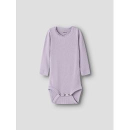 Langarmbody name it "NBFKAB LS BODY NOOS", M&auml;dchen, Gr. 56, N-Gr, lavender gray, Jersey, Obermaterial: 57% Baumwolle, 38% Modal, 5% Elasthan, unifarben, normal, Rundhals, Bodys Langarmbody