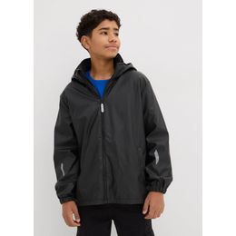 bonprix Thermo Regenjacke mit Fleecefutter und abnehmbarer Kapuze, schwarz, Gr.128/134, Sch&ouml;ne Thermo Regenjacke mit Fleecefutter und Reflektoren, aus Fleece