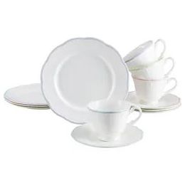 Kaffeeservice Creatable "Florine Bunt, Service 12-tlg.", wei&szlig;, bunt, 12, Steingut, Geschirr-Sets, Kaffeeservice, Elegant, Klassische Form, Zart gewellte R&auml;nder