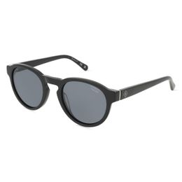 Gant GA7228 | Unisex-Sonnenbrille | Fassung: Vollrand, Rund, Acetat, Schwarz Gl&auml;nzend | Glasfarbe: Grau