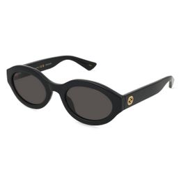 Gucci GG1579S | Damen-Sonnenbrille | Fassung: Vollrand, Oval, Kunststoff, Schwarz | Glasfarbe: Grau