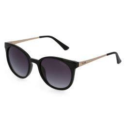 Guess GU7503 | Unisex-Sonnenbrille | Fassung: Vollrand, Rund, Kunststoff, Schwarz Gold | Glasfarbe: Grau Verlaufend