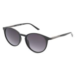 Calvin Klein CK24539S | Unisex-Sonnenbrille | Fassung: Vollrand, Rund, Kunststoff, Schwarz | Glasfarbe: Grau Verlaufend