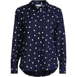 LANDS' END Bedruckte Soft Ease Hemdbluse im Leinenmix, Damen,  Blau, Baumwolle/Leinen, by Lands' End