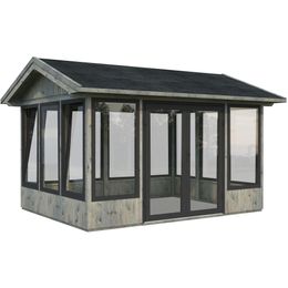 Holzpavillon Palmako "Isabella", grau, B/H/T: 465cm x 297cm x 367cm, Pavillons, BxTxH: 465x367x297 cm