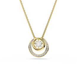 Kette mit Anh&auml;nger Swarovski "Schmuck Geschenk Hyperbola Halskette", gelbgoldfarben, kristallwei&szlig;, Halsketten, Damen, Metall, mit Swarovski Kristall