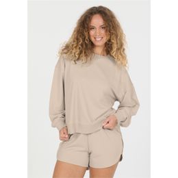Sweatshirt NOU "Vacay", Damen, Gr. 36, hellbeige, 50% Baumwolle, 48% Polyester, 2% Elasthan, unifarben, normal, Rundhals, Sweatshirts Sweatshirt, relaxed fit