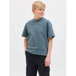 Jack & Jones Rundhalsshirt JACK & JONES JUNIOR "JJEURBAN bequem, pflegeleicht, modisch", Jungen, Gr. 152, grau (stormy weather), Single Jersey, Obermaterial: 100% Baumwolle, unifarben, loose fit normal, Rundhals, gerader Abschluss, Shirts Rundhalsshirt, unifarben, modisch, loose fit, Jersey, Rundhals