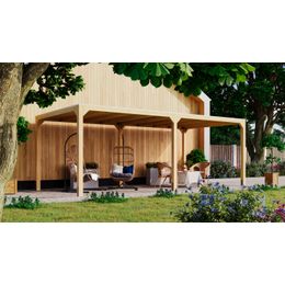 Pavillon Karibu "Gordon" SET, naturbelassen", beige (naturbelassen, naturbelassen), Pavillons, aus hochwertigem Leimholz, inkl. selbstklebender Dachfolie, Topseller