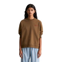 Marc O'Polo Sweatshirt MARC O'POLO DENIM "mit markantem R&uuml;ckenprint", Damen, Gr. L, umbra braun, Obermaterial: 100% Baumwolle, unifarben, oversize, Rundhals, Rippb&uuml;ndchen, Sweatshirts Sweatshirt
