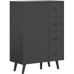 Kommode Home Affaire "RHOMBUS,hochwertige MDF-Front mit Karo-Optik", grau, B:84cm H:114cm T:37cm, FSC-zertifizierter Holzwerkstoff, Sideboards, Kommode, Kommode, Anrichte, Wohnzimmer, Esszimmer