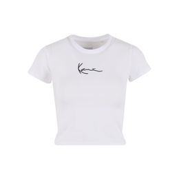 T-Shirt Karl Kani "Karl Kani Damen KKWQ22002WHT KK Small Signature Short Tee", Damen, Gr. M, wei&szlig;, 95% Baumwolle, 5% Elasthan, bedruckt, normal, Rundhals, Shirts T-Shirt