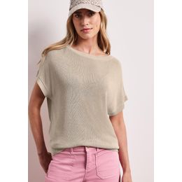 Kurzarmpullover Street One, Damen, Gr. 40, clay sand, Stoff, 100% Viskose, unifarben, normal normal, Rundhals, Rippb&uuml;ndchen, Pullover, Feinstrick