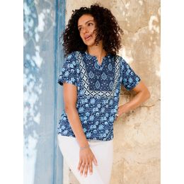 Kurzarmshirt Inspirationen "Shirt", Damen, Gr. 36, himmelblau, marine, bedruckt, 100% Baumwolle, gebl&uuml;mt, gemustert, mehrfarbig, Rundhals, Shirts