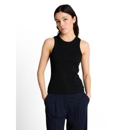 Rundhalsshirt Tom Tailor Denim, Damen, Gr. XL, deep schwarz, Single Jersey, Obermaterial: 93% Baumwolle, 7% Elasthan, unifarben, regular fit normal, Rundhals, Rippb&uuml;ndchen, Shirts Rundhalsshirt, ohne &Auml;rmel