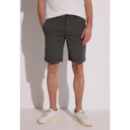 Shorts Street One MEN, Herren, Gr. 30, industrial grau, Stoff, 74% Polyester, 21% Viskose, 5% Elasthan, unifarben, regular fit kurz, Hosen Shorts, mit Elastikbund