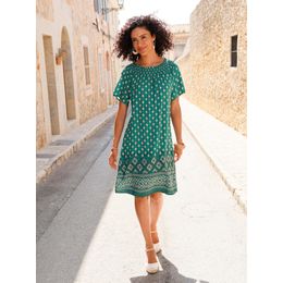 Sommerkleid Inspirationen "Druck-Kleid", Damen, Gr. 48, Normalgr&ouml;&szlig;en, gr&uuml;n, bedruckt, 100% Viskose, gemustert, mehrfarbig, kurz, Rundhals, Kleider Sommerkleid