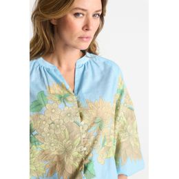 Klassische Bluse RICHROYAL, Damen, Gr. 36, lagoon, Web, Obermaterial: 100% Baumwolle, gebl&uuml;mt, regular fit taillenbedeckt, eingesetzt elastischer Bund, Blusen Bluse, Regular fit mit Blumenmuster