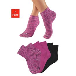 H.I.S. Kurzsocken H.I.S, Damen, Gr. 35-38, 2x pink meliert, 2x pink, 2x schwarz, Baumwollmischung, elastisch, Socken, unifarben und meliert in einer Packung