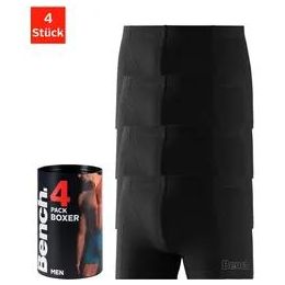 Boxer Bench. "Boxershorts f&uuml;r Herren", Herren, Gr. L, 4 Stk., schwarz, Jersey, Obermaterial: 95% Baumwolle, 5% Elasthan, unifarben, Unterhosen, Unterhosen in der Dose mit kleinem Logodruck auf dem Bein