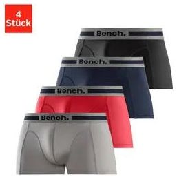 Funktionsboxer Bench. "Boxershorts f&uuml;r Herren", Herren, Gr. M, 4 Stk., bunt (rot, grau, meliert, navy, schwarz), Microfaser, Obermaterial: 92% Polyamid, 8% Elasthan, unifarben, k&ouml;rpernah, Unterhosen, Unterhosen aus Microfaser