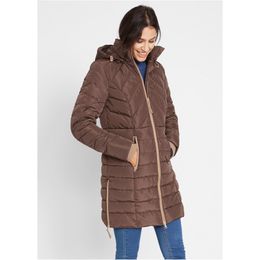 bonprix Long-Steppjacke mit Wattierung, braun, Gr.40, Wattierte Steppjacke in sch&ouml;ner Long-Form