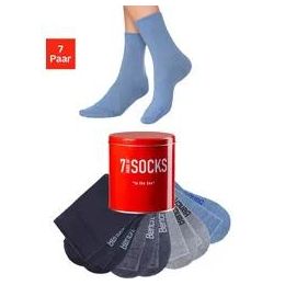 Businesssocken Bench., Herren, Gr. 43-46, blau (jeans), Baumwollmischung, unifarben, elastisch, Socken, in der praktischen Dose