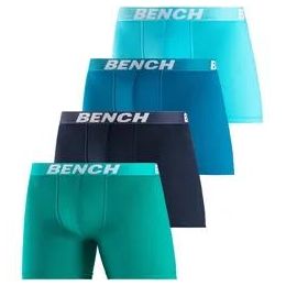 Boxer Bench. "Boxershorts f&uuml;r Herren", Damen, Gr. M (5), 4 Stk., blau (petrol, navy, blau, t&uuml;rkis), Jersey, Obermaterial: 92% Baumwolle, 8% Elasthan (LYCRA), unifarben, eng, Unterhosen, Unterhose mit l&auml;ngerer Beinform aus Baumwollmischung