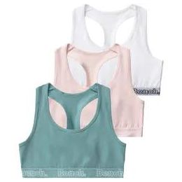 Bustier Bench., Damen, Gr. 158/164, N-Gr, wei&szlig; (rosa, wei&szlig;, salbei), Jersey, Obermaterial: 90% Baumwolle, 10% Elasthan (LYCRA), unifarben, k&ouml;rpernah, BHs Bustier, in sportlicher Optik mit Ringerr&uuml;cken