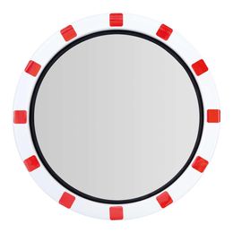 Moravia Verkehrsspiegel aus Edelstahl rund 600 mm Rahmen rot/wei&szlig; + 76er Schelle (242.22.647)