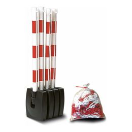 Moravia Kettenst&auml;nder Set klappbar rot/wei&szlig; 4 Pfosten 50 x 900 mm + 10 m Kette 4 Stk. (175.16.132)