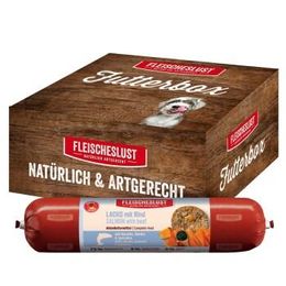 Fleischeslust Nassfutter Hund Adult Futterbox Lachs, Rind, Karotte, K&uuml;rbis & Spirulina 6x800 g
