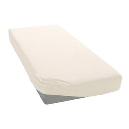 Spannbettlaken bellana "Jersey Zwirn-Elasthan", beige, B:90cm L:200cm, Jersey-Elasthan, Obermaterial: 97% Baumwolle, 3% Elasthan, Bettlaken, Spannbettlaken, f&uuml;r Topper bis 10 cm H&ouml;he