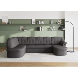 Wohnlandschaft DOMO collection "Pegnitz, zeitlos&modern, elegante R&uuml;ckensteppung, Breite 292cm, U-Form", braun (schlamm), B:292cm H:82cm T:180cm, 100% Polyester, Sofas, Wohnlandschaft, wahlweise mit Bettfunktion