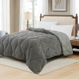 Microfaserbettdecke OTTO HOME "Elvia, Teddy Pl&uuml;sch Bettdecke", anthrazit, B:155cm L:220cm, Bezug: 100% Polyester. F&uuml;llung: 100% Polyester, Bettdecken, Microfaserbettdecke, Warme Winter Uni Bettdecke