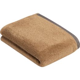 Badetuch Bugatti "Prato", braun (camel), B:67cm L:140cm, Walkfrottier, Obermaterial: 100% Baumwolle, Handt&uuml;cher, Badetuch, Uni Farben, mit melierter Optik im Saum