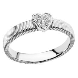 Fingerring Firetti "Schmuck Geschenk Silber 925 Damenring Ring Herz" Gr. 54, silberfarben, kristallwei&szlig;, Fingerringe, Damen, 54, Silber 925 (Sterlingsilber), 3,3mm, Fingerring, mit Zirkonia (synth.)