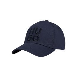 Fitted Cap Hugo "Jude-Stacked", blau (dunkelblau 405), Web, Baumwolle, unifarben, Caps, mit 3D Logostickerei, verstellbarer Verschluss, unisex