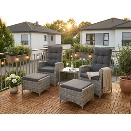 Gartenlounge-Set Konifera "Monaco", grau, Polyrattan, Sitzm&ouml;bel-Sets, Gartenm&ouml;bel-Set, Polyrattan, R&uuml;ckenlehnen stufenlos verstellbar, Topseller