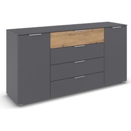 Kombikommode Rauch "Sideboard T&uuml;rkommode Schubladenkommode Kommode ASTANA", graumetallic, eiche artisan, B:160cm H:81cm T:42cm, Holzwerkstoff, Sideboards, Kombikommode, 2-t&uuml;rig, 4 ger&auml;umige Schubladen, Kantengriff Alufarben MADE IN GERMANY