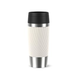 Thermobecher Emsa "Travel Mug Classic Twist", cremewei&szlig;, B:8cm H:20,4cm &Oslash;:8cm, Edelstahl, Kunststoff, Silikon, Trinkgef&auml;&szlig;e, Thermobecher, 0,36 Liter, Comfort-Schraubverschluss, Quick-Press, auslaufsicher