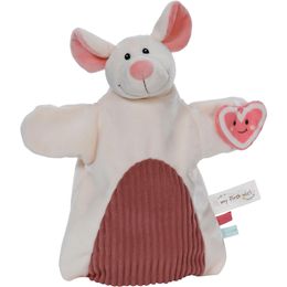 Schmusetuch Nici "My first Nici, Handpuppe Maus 2in1 26x25 cm", Baby, wei&szlig;, Pl&uuml;sch, Polyester, Schnuffelt&uuml;cher, sanfte Materialmix aus glattem und geripptem Pl&uuml;sch