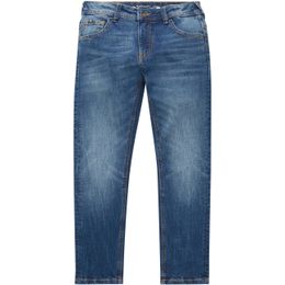 5-Pocket-Jeans Tom Tailor "JOHN", Jungen, Gr. 170, N-Gr, blau (used mid stone blau), Denim/Jeans, Obermaterial: 99% Baumwolle, 1% Elasthan, unifarben, relaxed fit lang, Jeans 5-Pocket-Jeans, mit starker Waschung
