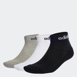 Funktionssocken adidas Performance "LINEAR CUSHIONED ANKLE SOCKEN, 3 PAAR", Herren, Gr. L (43/45), blau (medium grau heather, wei&szlig;, schwarz), Obermaterial: 73% Baumwolle, 25% Polyester, 1% Elasthan, 1% sonstige Fasern, Socken