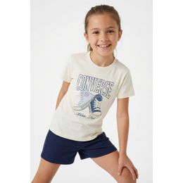 T-Shirt Converse "CNVG SNEAKER GFX T-SHIRT", M&auml;dchen, Gr. 128/134 (M), egret, Obermaterial: 60% Baumwolle, 40% Polyester, Rundhals, Shirts T-Shirt, f&uuml;r Kinder und Jugendliche, sportlicher Stil, f&uuml;r Sportmode